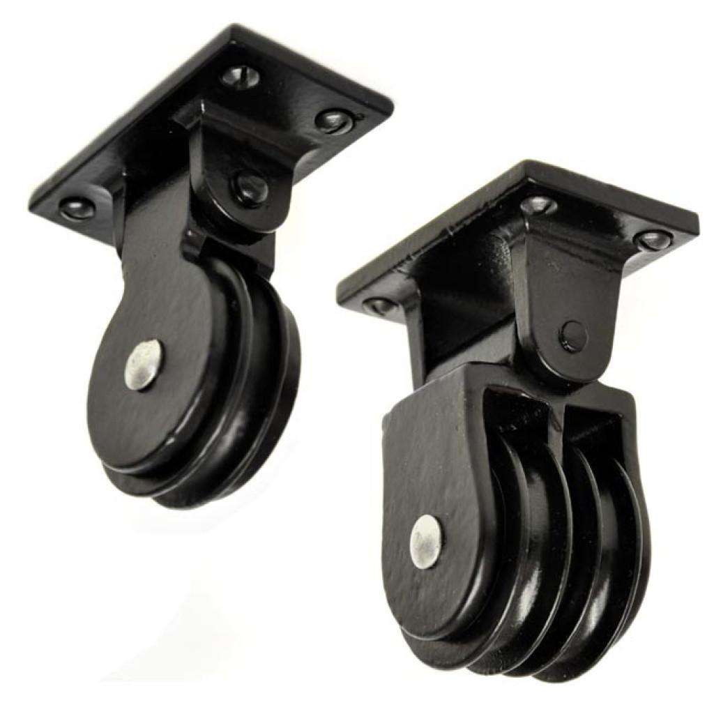 Black Iron Single/Double Pulley on Backplate 1727 double pulley